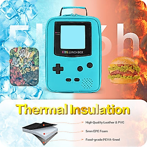 Hairao Kids Lunch Box Insulated Soft Lunch Bag Leather Lunch Box Gameboy Mini Cooler Back to School Thermal Meal Tote Kit Boys Girls Teens