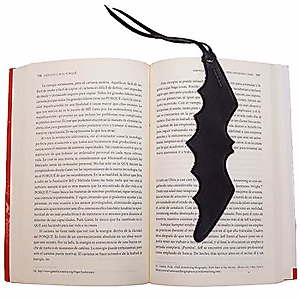 Hide & Drink, Bat Bookmark Leather/Superhero/Comics/Bookworm Gifts/Book Lovers/Accessories, Handmade Includes 101 Year Warranty :: Charcoal Black