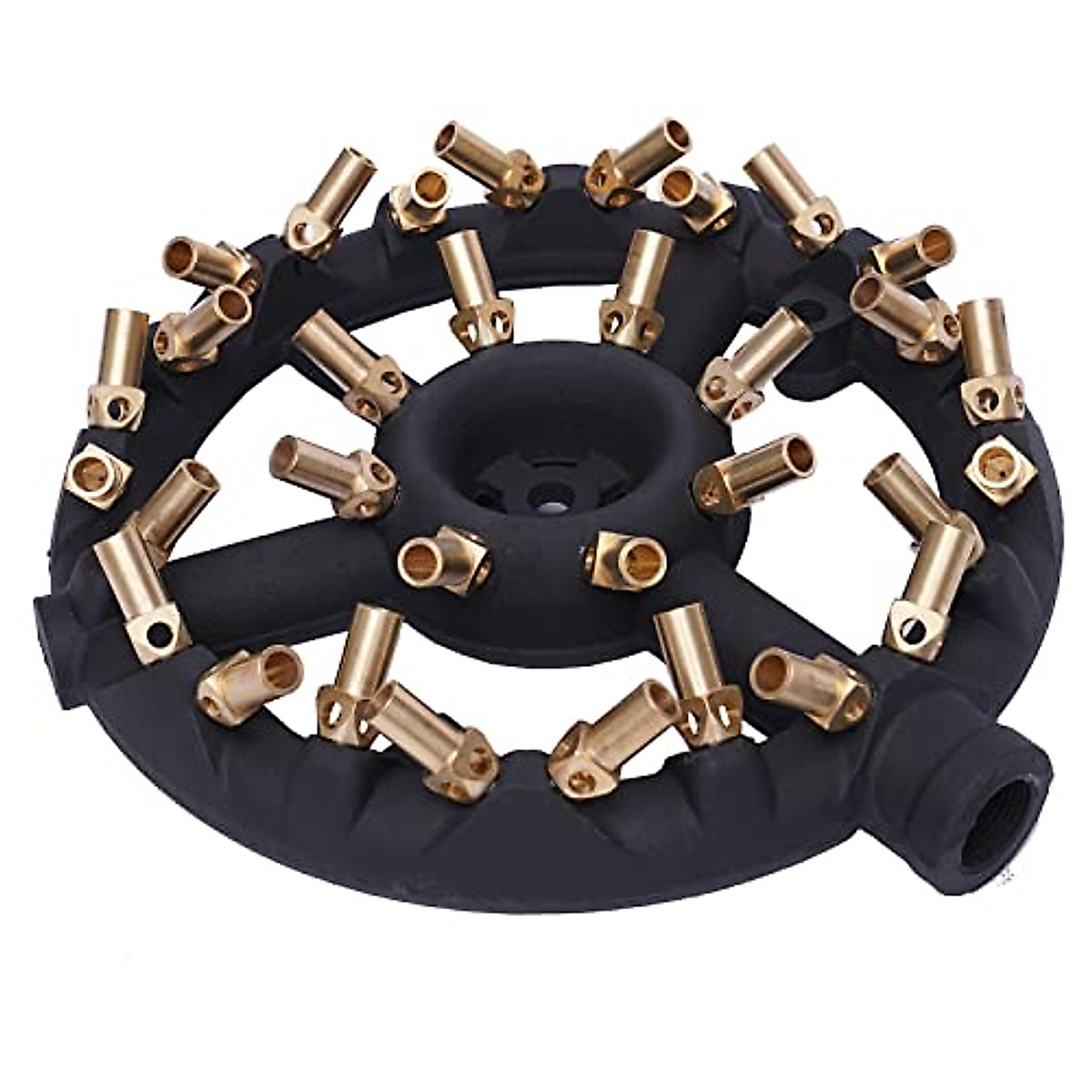 TFCFL 32 Tips Natural Gas Jet Burner, 176,000 BTU Round Shape Nozzle Jet Cast Iron Body with Brass Tips for Chinese Wok Range Grilling Stir Fry