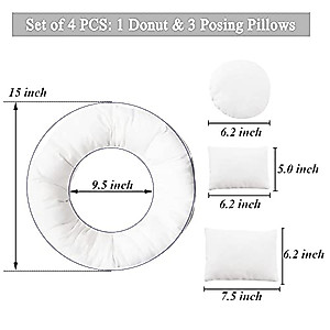 4PC Newborn Photo Props Baby Photography Basket Pictures Infant Posing Props, 1 Photo Donut, 3 Posing Pillows(Fits 0-3 Month)