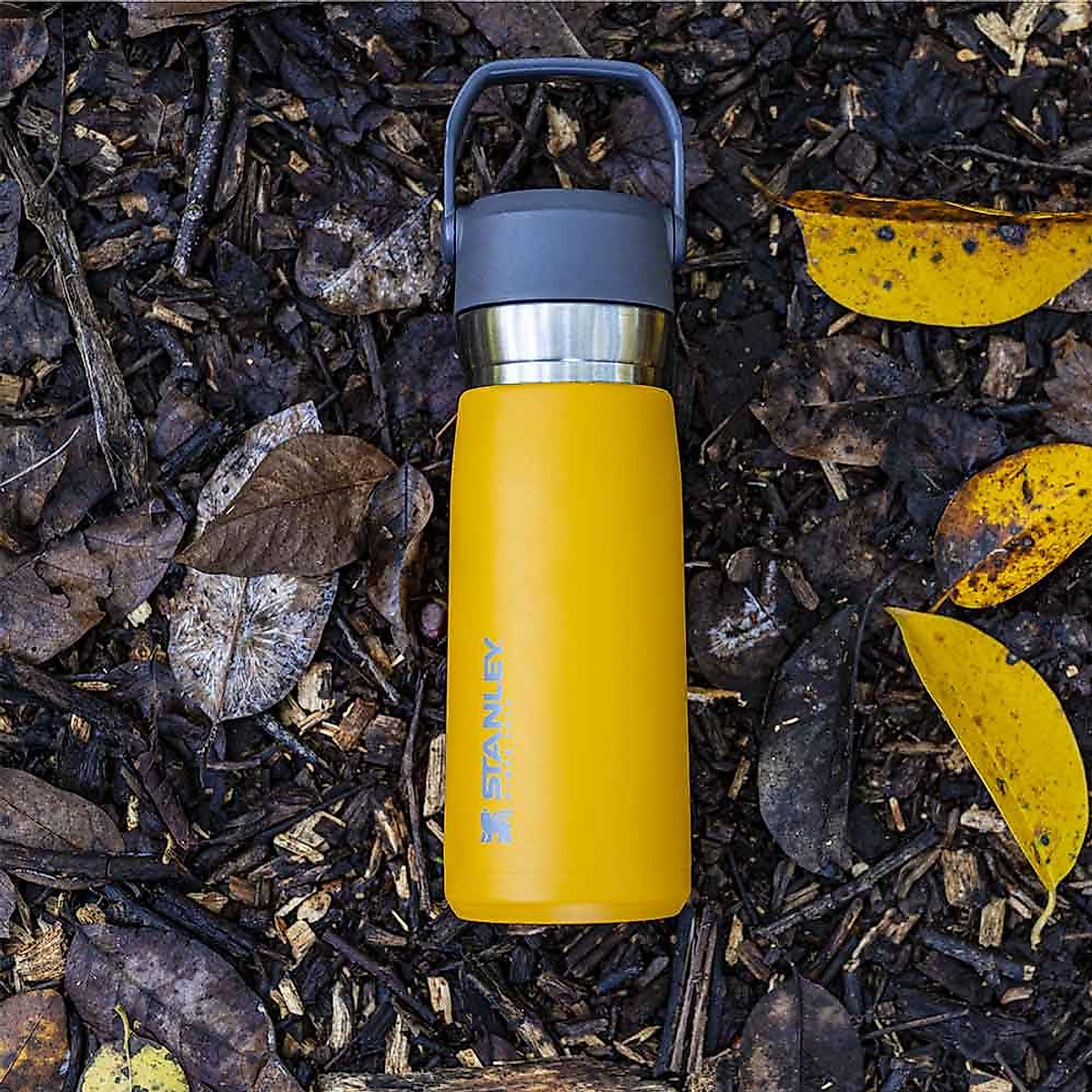 STANLEY IceFlow Stainless Steel Water Bottle with Straw 0.65L - Keeps Cold For 12+ Hours - Leakproof Insulated Water Bottles - BPA-Free Thermal Flask - Dishwasher Safe - Saffron