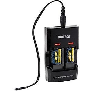 Watson Dual Rapid Charger for 3V CR123A and CR2 Lithium Batteries with 2 CR2 Batteries