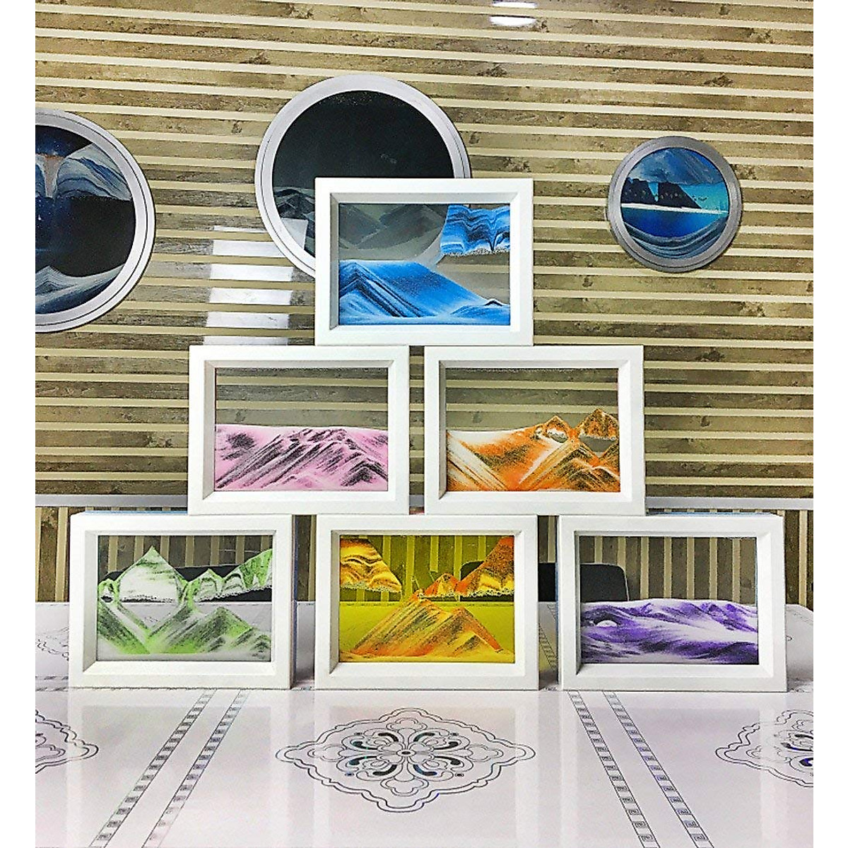 LYPGONE Moving Sand Art Picture Dynamic Sand Picture Flowing Sand Picture Desktop Art Toys Voted Best Gift!(Ocean Heart)