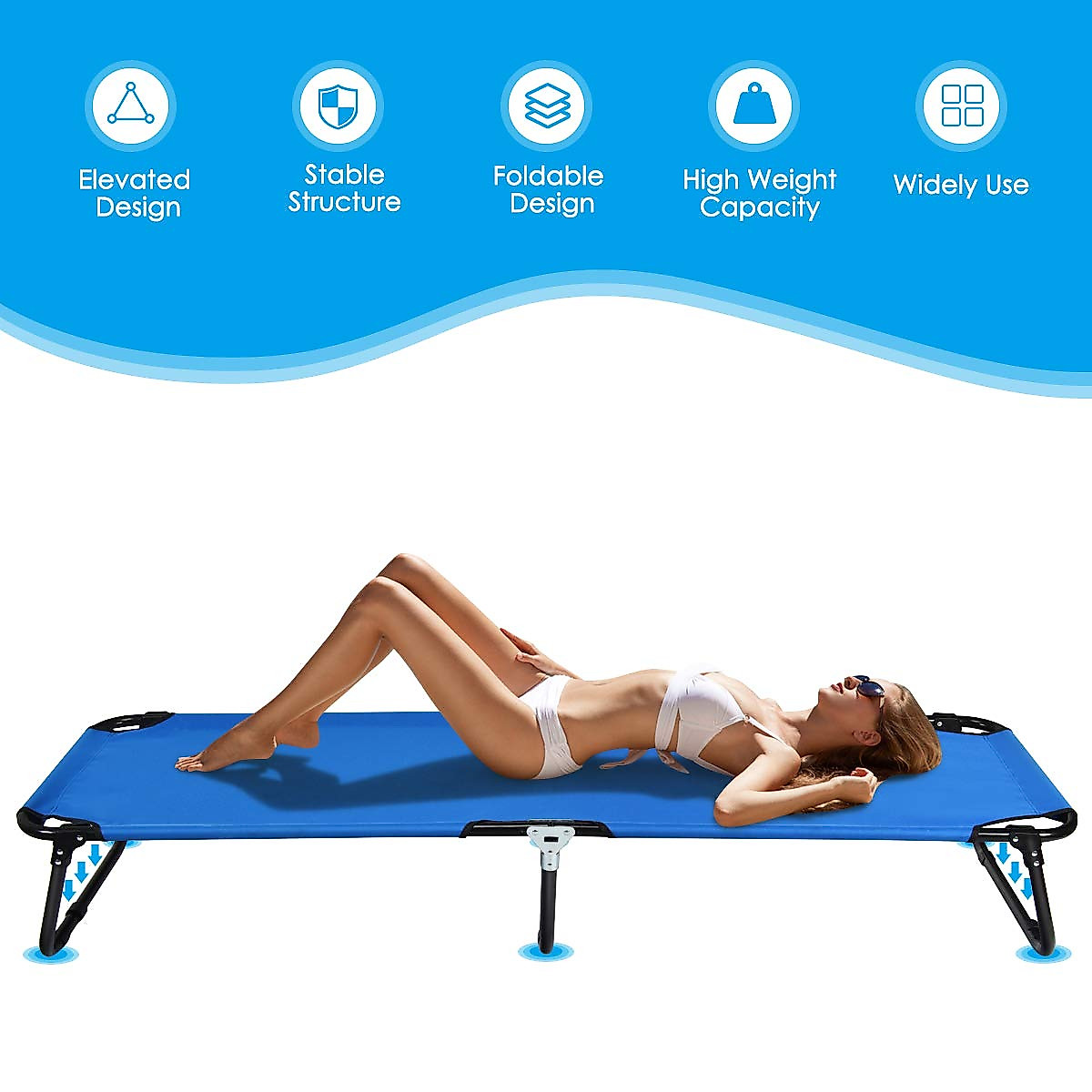 Giantex Folding Camping Cot for Adults, Portable Sleeping Cot Bed Heavy Duty Frame, Easy Set Up, Light Weight Camping Bed for Camp Office Sleepover