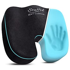 Stuffed Seat Cushion for Office Chair, Large Memory Foam Seat Cushion for Long Sitting, Butt Pillow for Lower Back, Coccyx, Tailbone Pain Relief