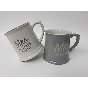 Rockin SHOT GLASS - Mr & Mrs Always Right Couples Mugs & Shot Glasses, Set of 4 Combo 10 oz Gift Boxed - great marriage or Him and Her Gift Set, Gift for Wedding Anniversary, Husband & Wife Gifts