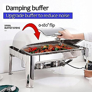 Stainless Steel Chafing Dishes, Electric Food Buffet Warmer, Rectangular Catering Chafer Warmer Set with Removable Warming Trays for Parties and Buffet 9L