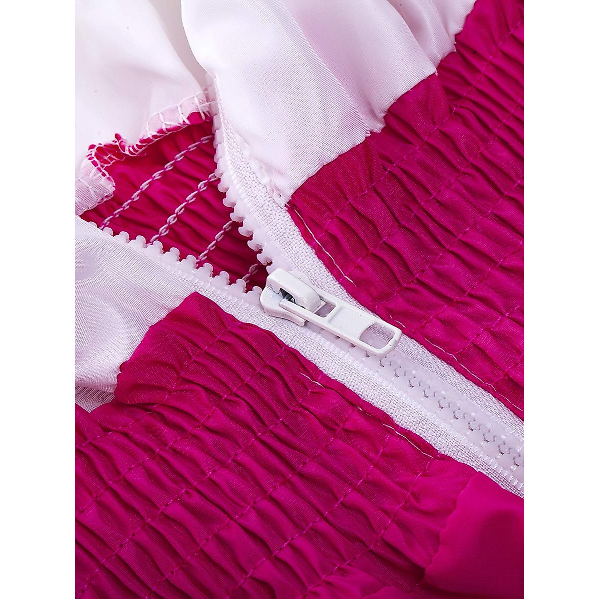 VOIKERDR Women Colorblock One Piece Outfits Set High Waist Pants Long Sleeve Zipper Front Windbreaker Jumpsuit Pink XXL