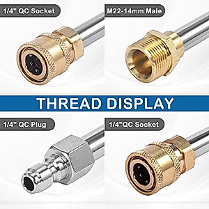 PWACCS Pressure Washer Wand Extension Kit — Dual Stainless Steel Power Washer Lance for Pressure Washing Accessories — M22 to 1/4" Quick Connect — 17 Inch Both