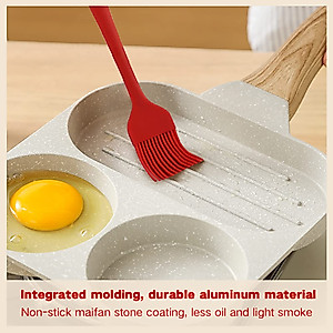 A.B Crew Fried Egg Pan Nonstick, Egg Frying Pan 3 Section Pancake Pan Aluminium Omelet Pan Induction & Gas Stove Compatible Granite Egg Skillet Egg Cooker Pan for Plett Breakfast