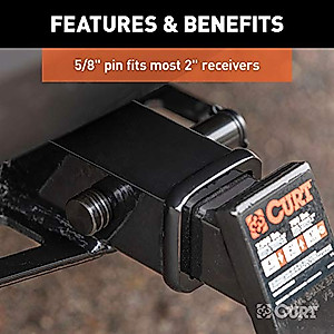 CURT 23518 Black Trailer Hitch Lock, 5/8-Inch Pin Diameter, Fits 2-Inch Receiver