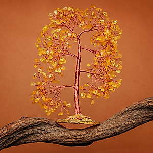 KARMAPLEDGE Citrine Crystal Tree of Life, Healing Crystals and Stones Tree for Home and Office Desk Decoration, Positive Energy, Money, Good Luck, Handmade Feng Shui Spiritual Gifts for Women