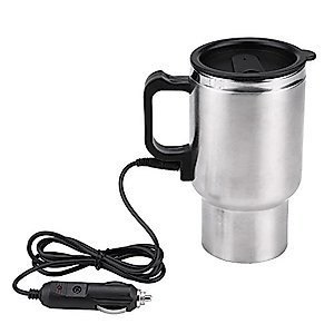 AYNEFY Car Water Heater,Travel Tea Kettle Car Coffee Mug 12V 450ml Electric in Car Stainless Steel Travel Heating Cup for Heating Water Coffee Milk and Tea