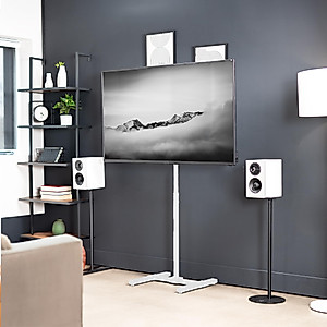 VIVO Height Adjustable TV Floor Stand for 13 to 50 inch Screens up to 44 lbs, LCD LED OLED 4K Smart Flat and Curved Monitor Panels, Max VESA 200x200, White, STAND-TV07-W