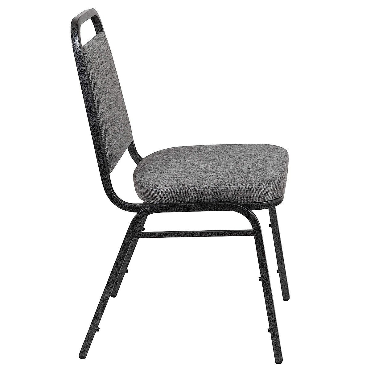 Flash Furniture HERCULES Series Trapezoidal Back Stacking Banquet Chair with 2.5" Thick Seat in Gray Fabric - Silver Vein Frame