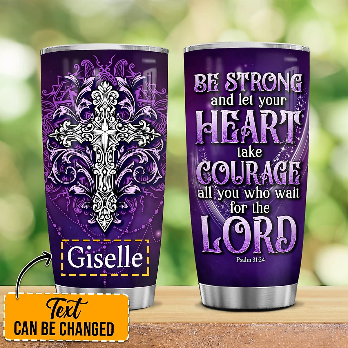 wowcugi Christian Gifts Personalized Be Strong And Let Your Heart Take Courage Tumblers 20oz 30oz Stainless Steel Travel Mug Insulated Christmas Religious Christian Gifts For Women Men