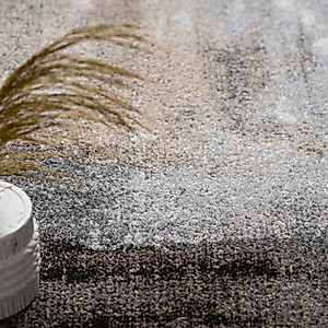 Paco Home Designer Rug with Modern Earthy Colors in Cream Brown Black, Size: 3'11" x 5'3"