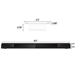 Replacement Wii Wire-less Sensor Bar, Motion Sensor Signal Receiver for Nintendo Wii and Wii U Console with Stable Stand and 4 AAA Batteries(Black)