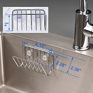 Toplife Kitchen Sink Suction Holder for Sponges, Scrubbers, Soap (Silver)