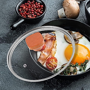 Universal Tempered Glass Lid ,saucepan Frying Pan Skillet Slow Cooker Pressure Cooker Cover,Replacement for Pan pot lids , Square Wood Lid Knob, Transparent glass for clear viewing,8.0"/20cm