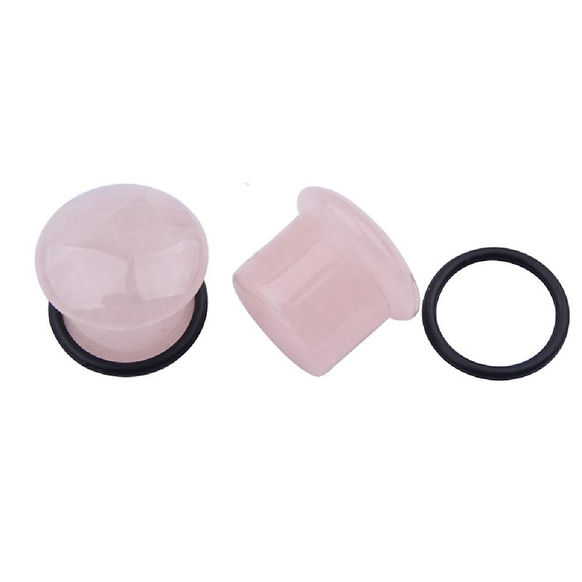 Single Flared Rose Rose Quartz Ear Gauges Plugs Tunnels Expanders Natural Stone Earrings Piercing Jewelry (4g(5mm))