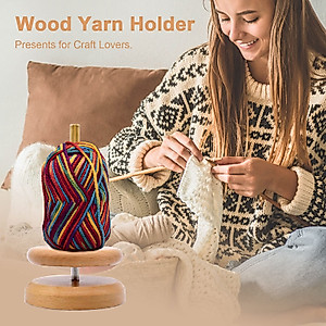 PhantomSky Wooden Spinning Yarn, Thread Holder/Thread Rack with Turn Mechanism - for Sewing, Quilting, Embroidery, Hair-braiding, DIY Making