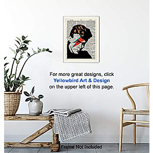 David Bowie Unframed Dictionary Wall Art Print - Great Gift for Rock n Roll Music Fans - Chic Home Decor - Ready to Frame (8x10) Photo - Ziggy Stardust