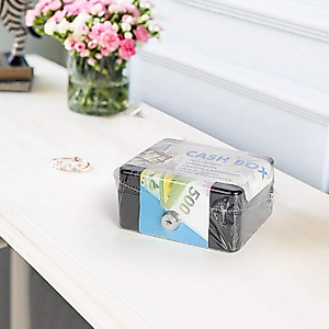 Jssmst Locking Small Steel Cash Box without Money Tray,Lock Box,Black Small