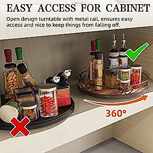 Lazy Susan Turntable for Cabinet, OPENICE 10 inch Wooden Lazy Susan Organizer for Dining Table, Lazy Susans Spining Spice Organizer for Kitchen Bathroom Countertop