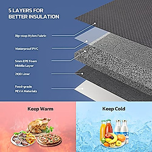 Maelstrom Lunch Box for Men,Insulated Lunch Bag Women/Men,Leakproof Lunch Cooler Bag,Lunch Tote Bag,20L,Gray