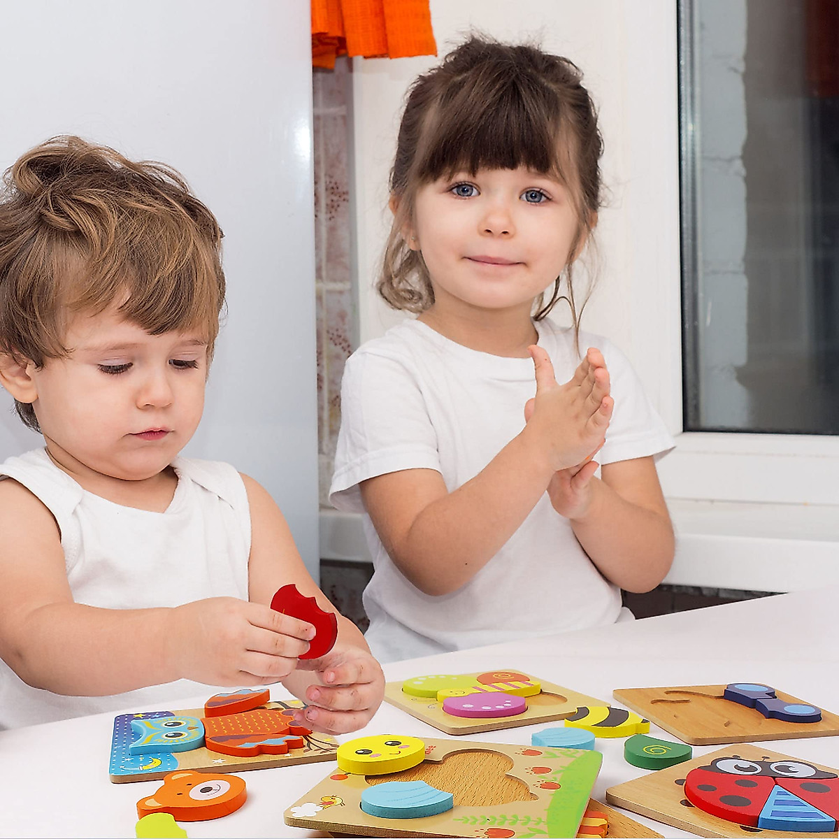 KERARME Toddler Puzzles Wooden Toys Montessori 6 Pack Animal Toddler Puzzle Toddlers Activities Preschool Learning Early Educational Sensory Toys Travel Montessori Toys 1 2 3 Year Old Toys Gifts