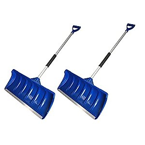 MTB Lightweight Snow Shovel Snow Pusher, Pack of 2 Sets, Blue, 52-in Long with Aluminum Handle and 22 inch x 10 inch Poly Blade