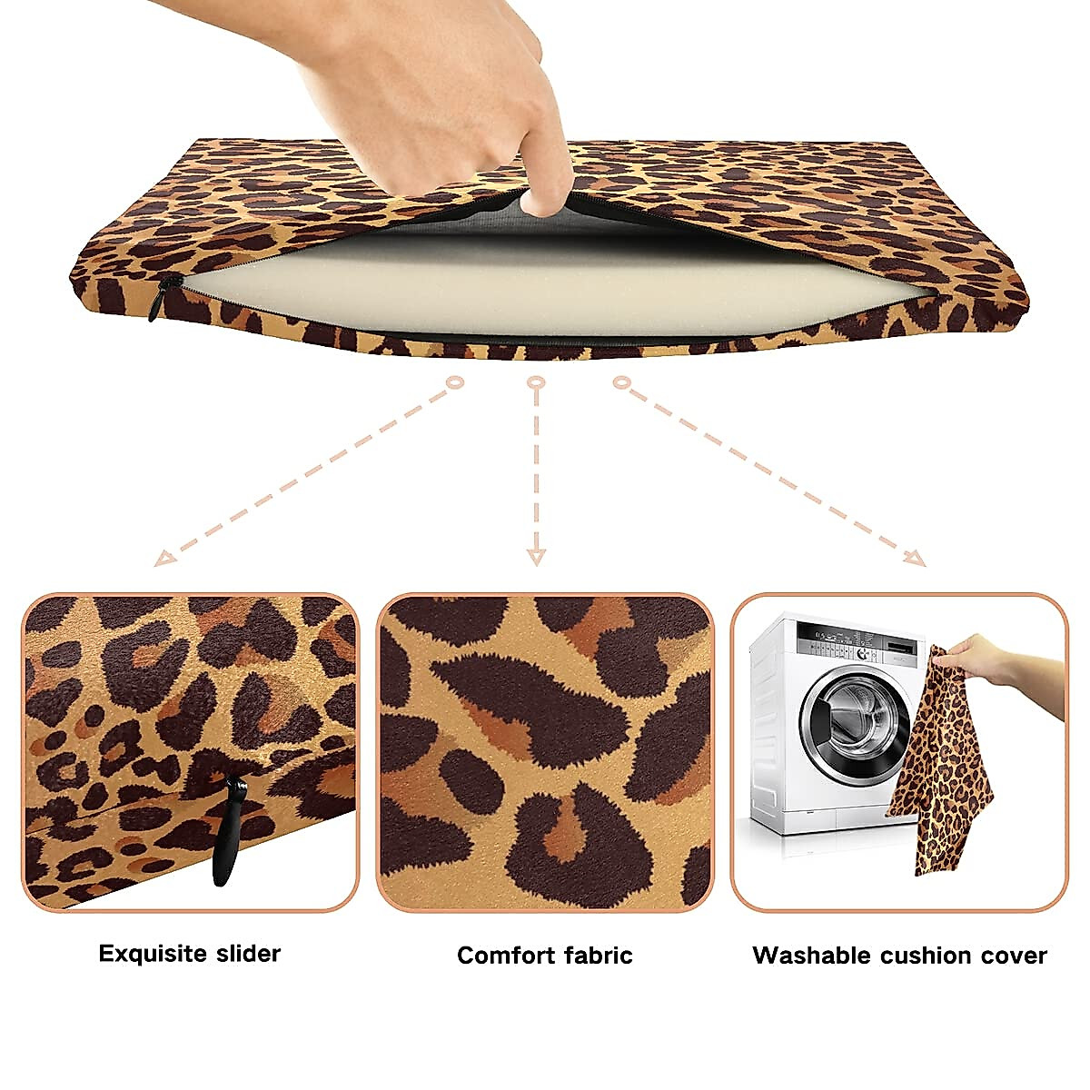 ALAZA Leopard Print Bright Color Chair Seat Cushion Memory Foam Pads for Home Kitchen Dining Office Chairs Car Seats 15.7" x 15.7" x 1.2"