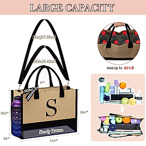 TOPEAST Monogrammed Tote Bag Gifts for Women, 30th 40th 50th Birthday Gifts for her, Personalized Tote Bags with Zipper and Strap for Travel, Reusable Grocery Bags for Shopping, Wedding Gifts Letter L