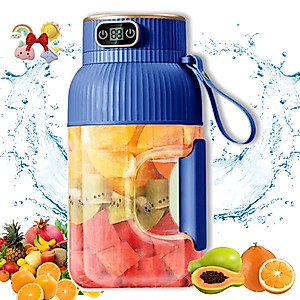 Ovidian Juicer Cup, The Ovidian Multifunctional Portable Juicer Cup with Digital Display, The Ovidian Portable Juicer, The Ovidian Portable Smoothie Blender On the Go (Blue, Single Cup+Single Lid)