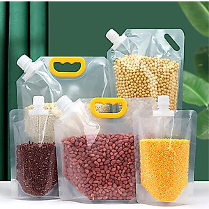 Grain Moisture-proof Sealed Bag, Resealable Washable Clear Grain Storage Suction Bags,Stand Up Sealed Odor-Resistant Packaging Bags (2.5L*10 PACK)