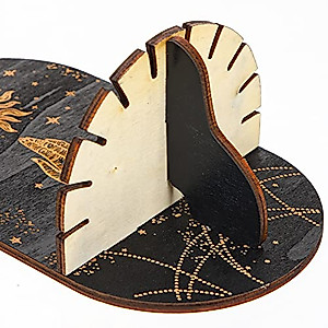 NOLITOY Black Crystal Display Bohemian Wooden Hanging Decoration Stand Crystal Stone Holder Wall Shelf for Crystals Essential Oil (Style1)