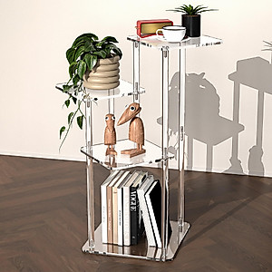 NiHome 4-Tier Clear Acrylic Side Table for Modern Homes, 27" High Easy Assembly Space-Saving Design, Versatile Use for Decor and Storage in Living Room, Bedroom, Office, Supports Up to 20 lbs Per Tier