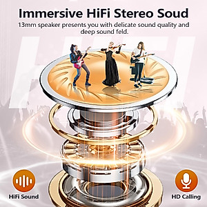 MOZOTER S8 Mini Wireless Earbuds Bluetooth 5.3 in Ear Light-Weight Headphones,60Hrs Playtime Ear Buds with Charging Case,Bluetooth Headsets,Premium Sound with Deep Bass for Sport-Pink