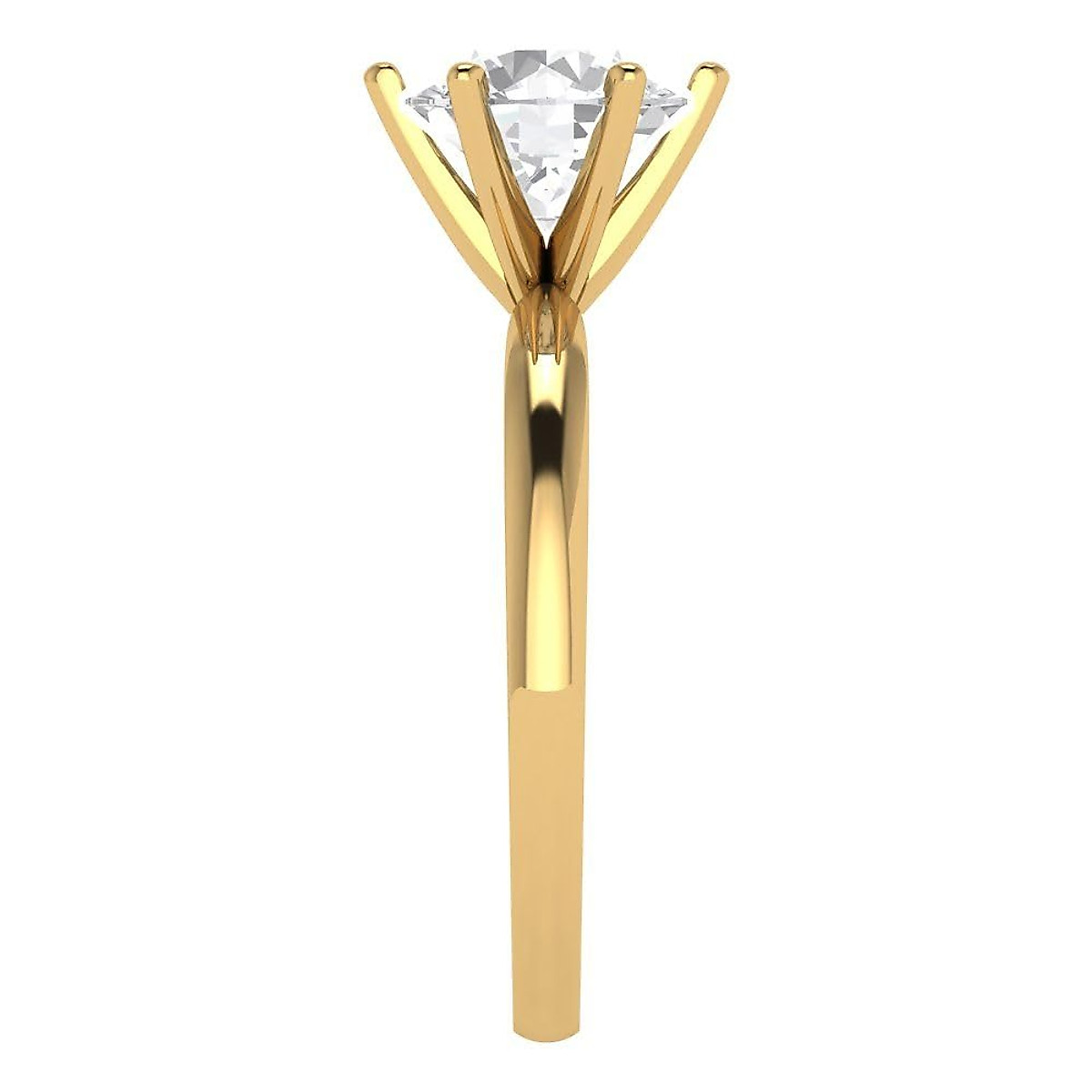 Yellow 14k Gold Solitaire Statement anniversary Engagement Promise Bridal Ring 2 Ct Round Cut Clear Simulated Diamond Sz 6.5