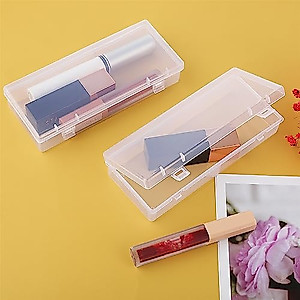 WLLHYF 3Pack Small Plastic Storage Containers with Hinged Lids, Rectangle Clear Plastic Storage Containers Box for Beads Jewelry and Crafts Items (6.1 x 2.56 x 1.18 Inch)