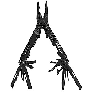SOG PowerAccess Deluxe All-Around Heavy Duty Stainless Steel Multi-Tool w/Nylon Sheath, Two Knife Blades, Can & Bottle Opener, Black