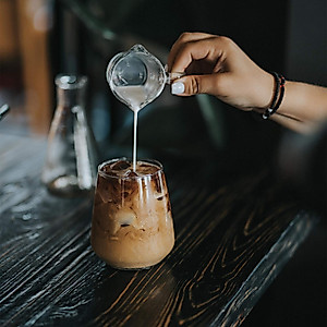 Beautyflier 3 Ounce Espresso Shot Glass Triple Pitcher Barista Double Spouts, Espresso Wine Glass Parts Clear Glass(Wide)