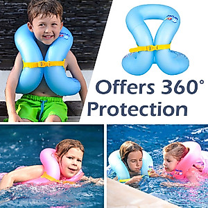 Hyfoo Floaties Swim Vest for Child, Portable Inflatable Pool Floats Swimming Ring with Adjustable Safety Buckle, Safety Swim Arm Bands with Double Surround Air Bag, Durable Float Tube for Kids/Adult