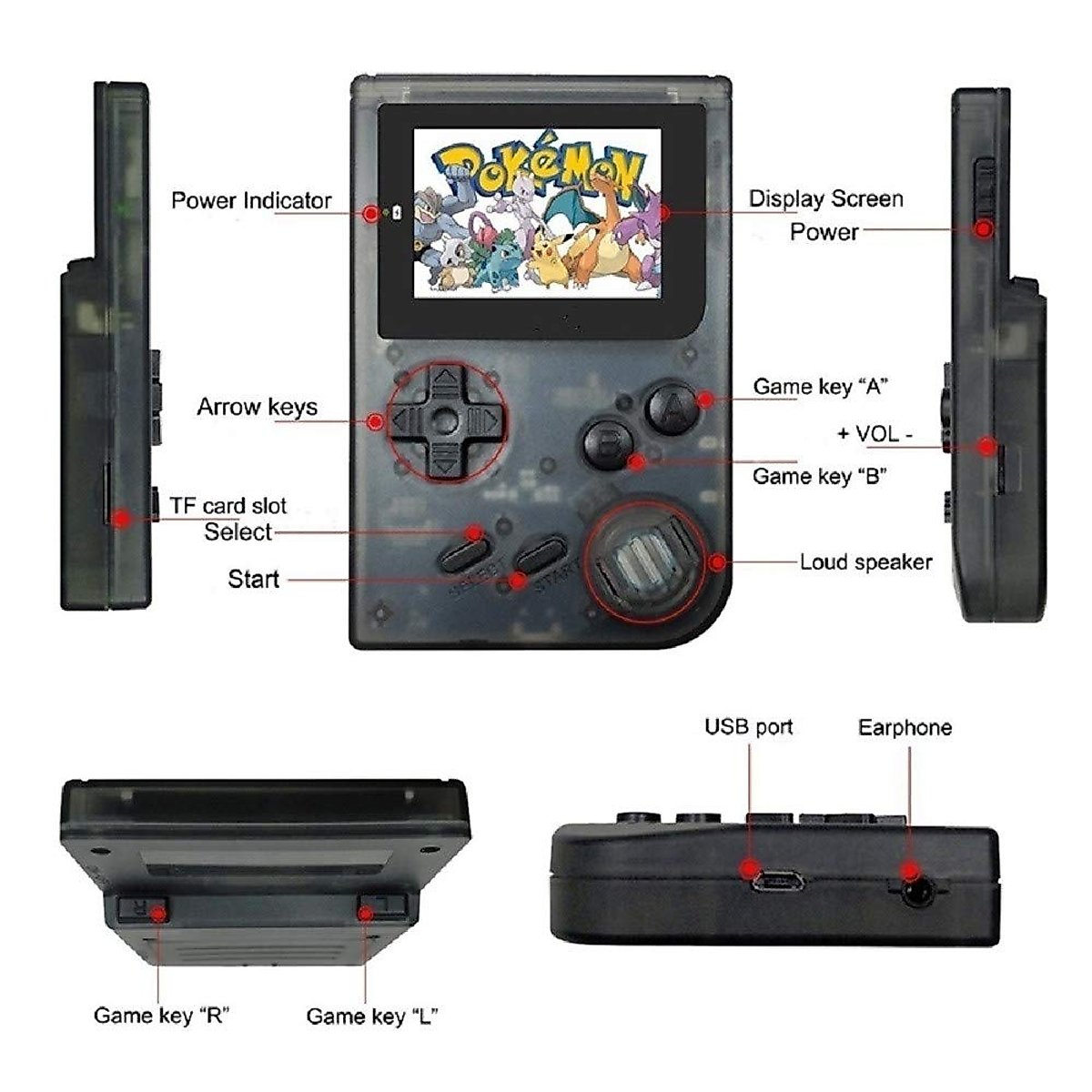 Handheld Games Consoles , Retro TV Game Console Video Game Console Player 2.0 Inch Game Console with 1169 GBA System Classic Games for Kids Gift (White)