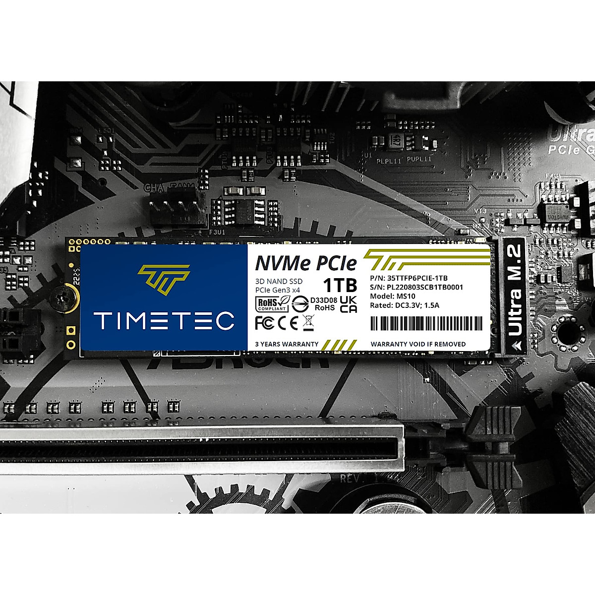 Timetec 1TB SSD NVMe PCIe Gen3x4 8Gb/s M.2 2280 3D NAND High Performance SLC Cache Read/Write Speed Up to 2,000/1,600 MB/s Internal Solid State Drive for PC Laptop and Desktop (1TB)