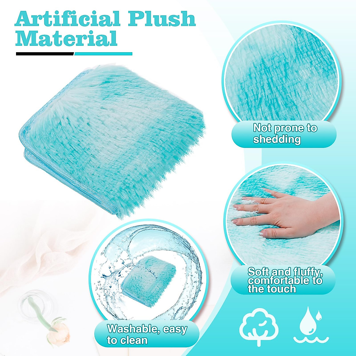 School Locker Rugs, Tie-dye 12 Inch Square Locker Decorations for Girls, Fluffy Faux Fur Area Carpet with Anti-Slip Layer for Middle School Locker Decor Aesthetic Nail Photography (Lake Blue, 2 Pcs)