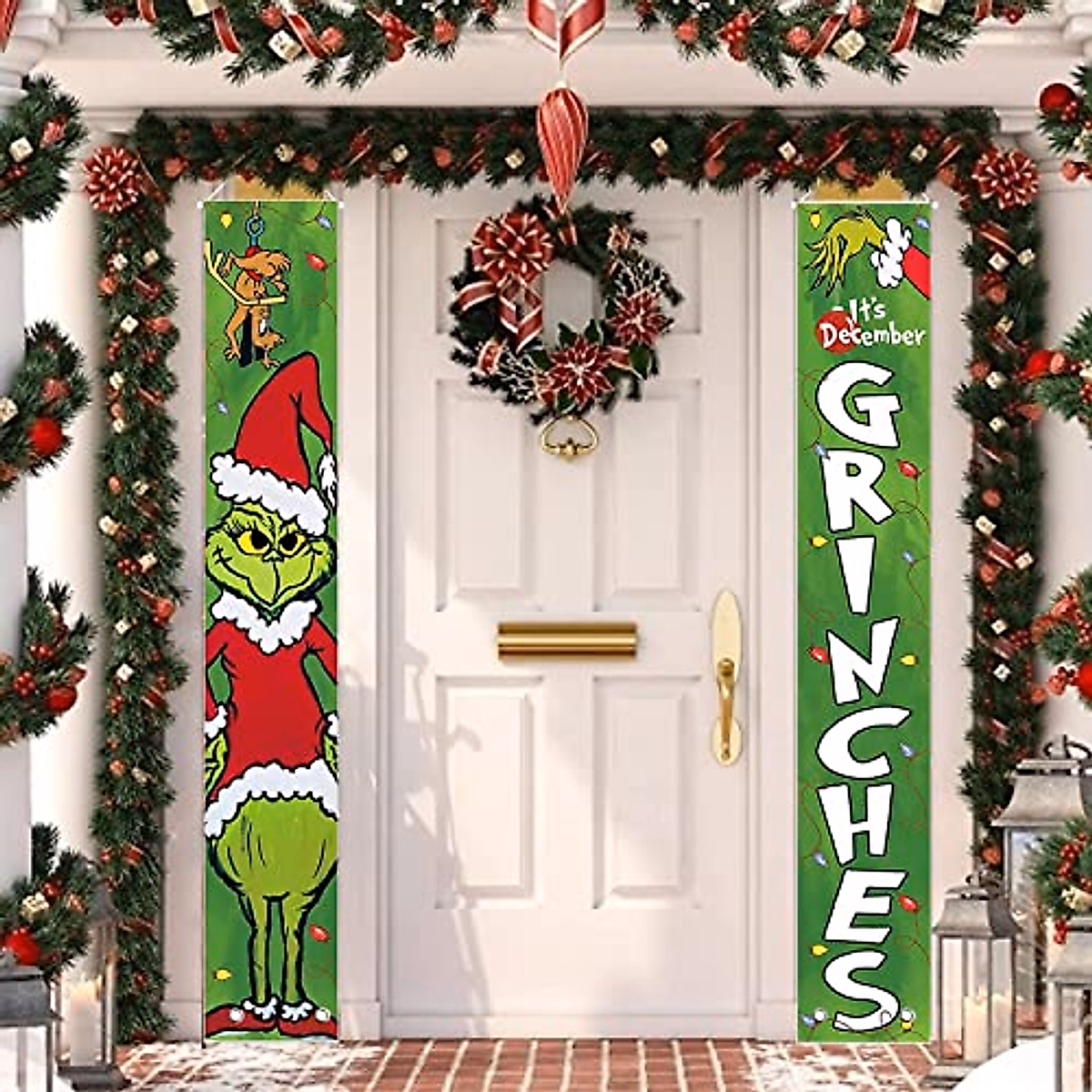 It's December Christmas Porch Sign, Christmas Hanging Banner Flag, Courtyard Indoor And Outdoor Party Holiday Ornament (12 x 72 inches)
