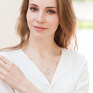 Hadoken Silver Heart Initial Necklaces for Women Girls, S925 Sterling Silver Letter C Pendant Initial Necklace for Women Teens Girls CZ Dainty Love Pendant Heart Necklace Jewelry Gifts for Teen Girls