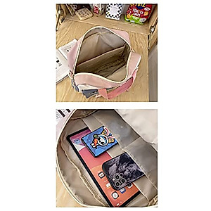 Kawaii Backpack with Pom Pom, Japanese Cute Tote Bag Aesthetic Crossbody Shoulder Bag Messenger Bag School Handbag (Pink)